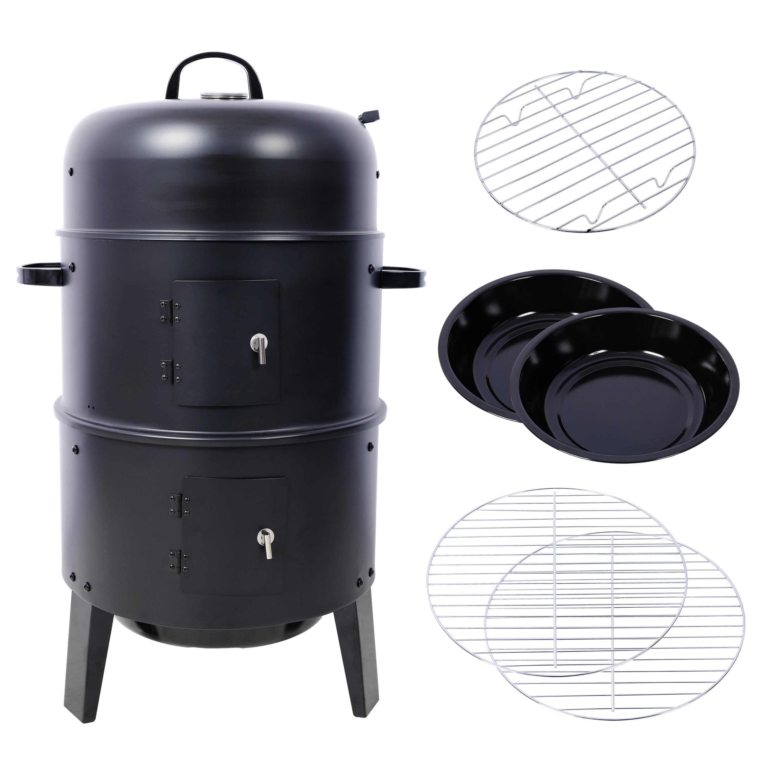 Charcoal Smoker Grill Wood Smoker Grills Outdoor Cooking 16 Inch Verti ...